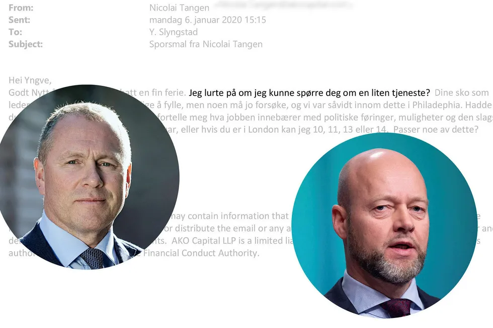 Nicolai Tangen sendte epost til Yngve Slyngstad etter luksusturen: Ba om et møte om stillingen ...