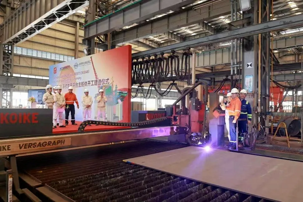 Chinese yard cuts first steel for large platform hull destined for ...