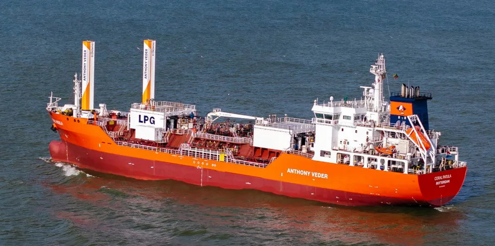 Anthony Veder claims gas vessel first with fitting of two wind sails to ...