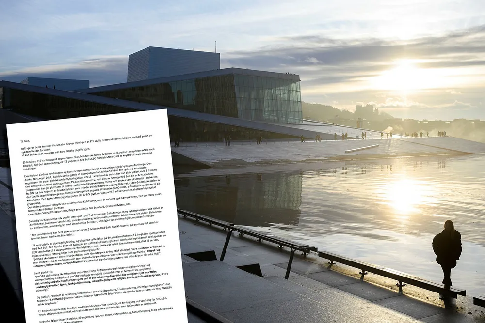 Operaen trosset bekymringsmelding – inngikk sponsoravtale med Red Bull | DN