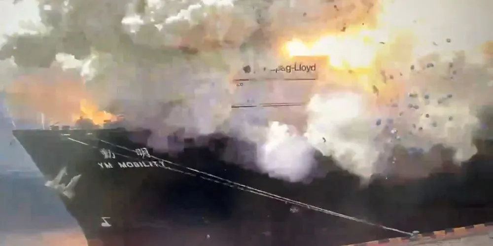 Container that exploded on Yang Ming boxship ‘loaded with lithium ...