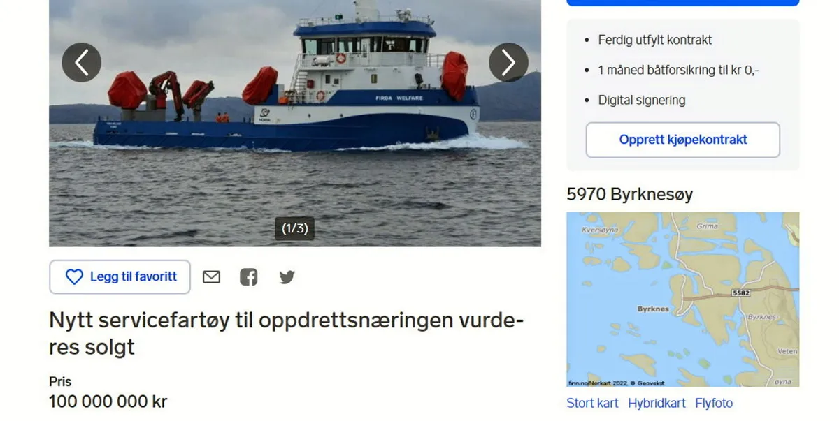 Firda Seafood vurderer å selge et av sine nyeste fartøy – la ut Finn ...