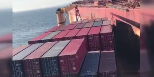 Sanctioned suezmax tanker holed in collision with container ship
