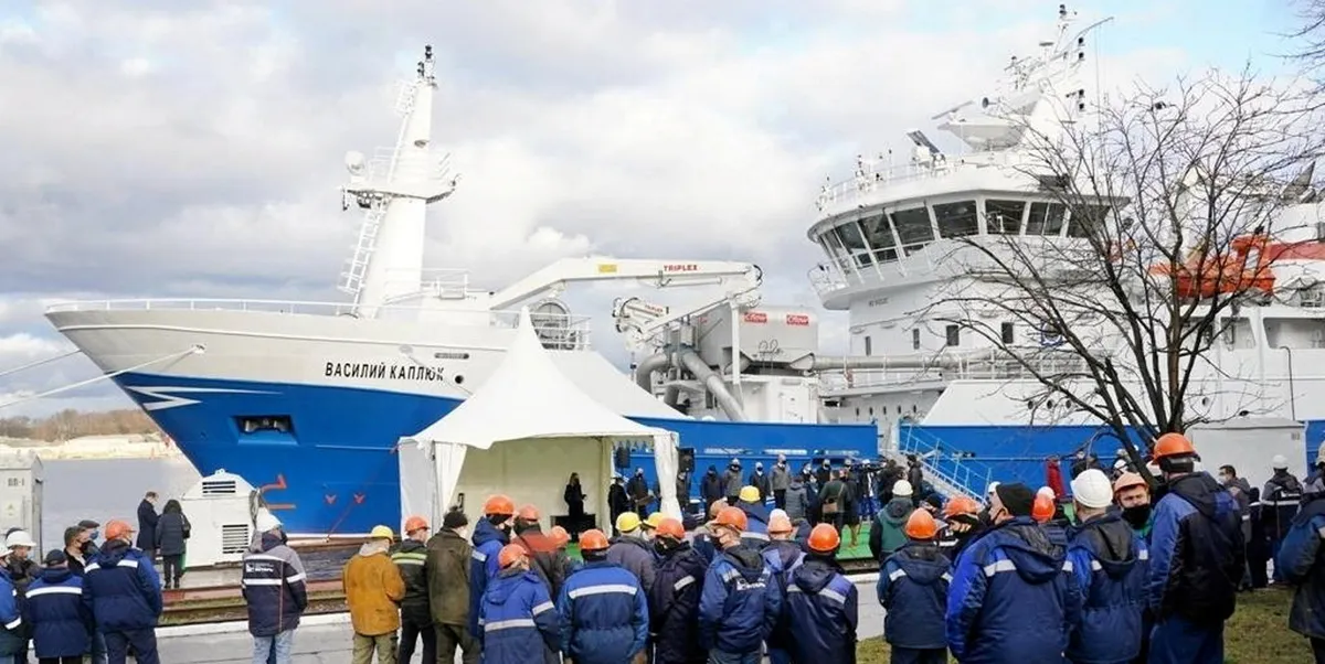 Ny russisk pelagisk tråler ferdig fra Yantar Shipyard i Kaliningrad ...