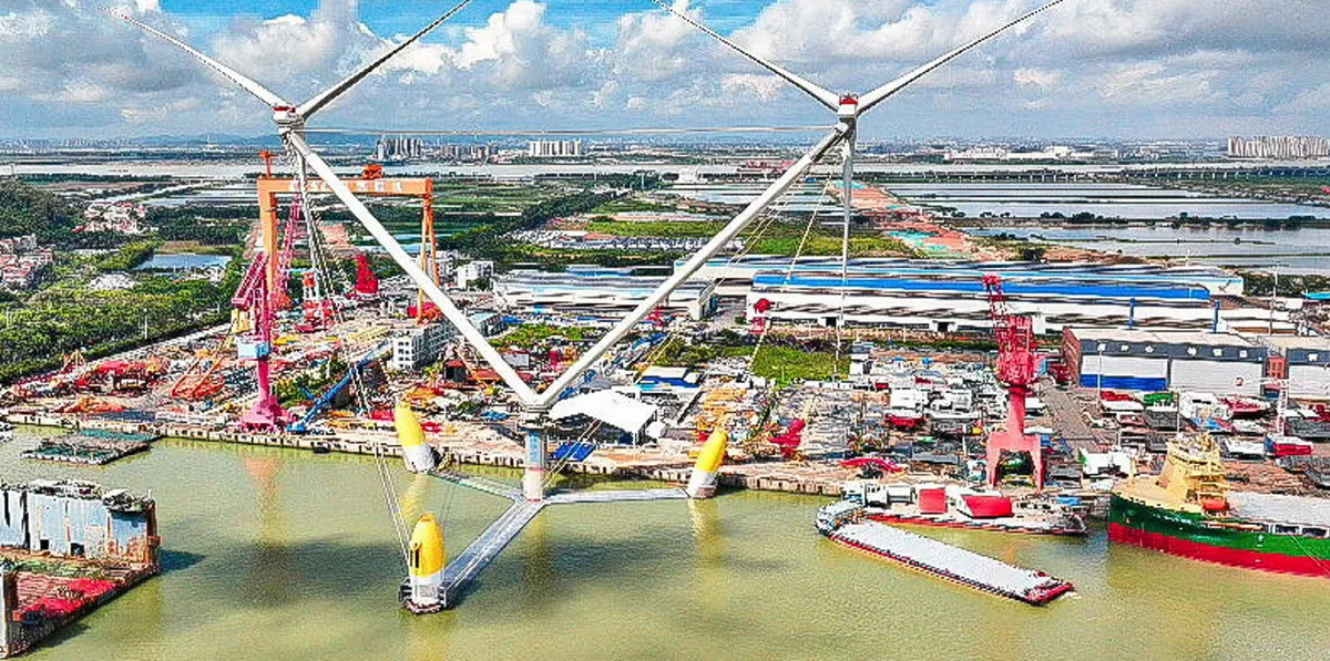 Two-headed floating wind turbine giant completed by China's Mingyang ... Two-headed floating wind turbine giant completed by China's Mingyang ...